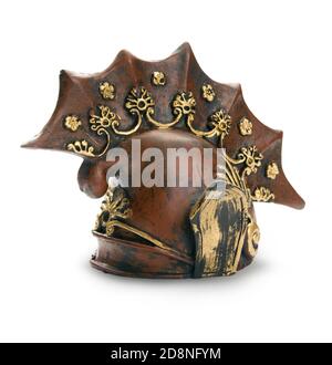 Ancient iron spartan helmet isolated on black background with clipping ...