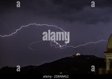 Lightening over the church of Superga Stock Photo - Alamy