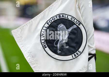 Millwall corner flag at the Den Home of Millwall fc Stock Photo - Alamy