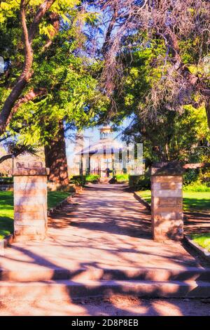 Machattie Park in Bathurst city downtown - vertical aerial panorama ...