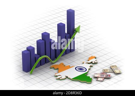 India Map flag with Rupees 3d render illustration Stock Photo - Alamy