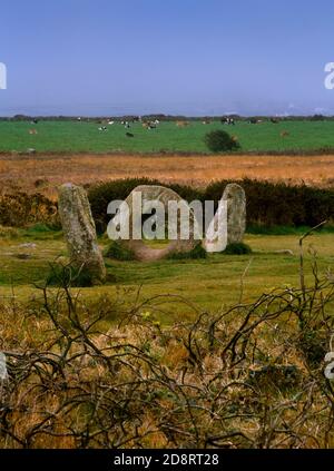Men an Tol holed stone, Bosullow Common, West Penwith, Cornwall, is ...