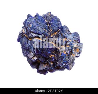 azurite crystal photography isolated on white blackground. From ...