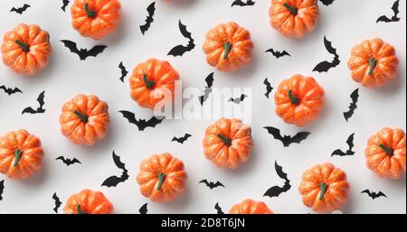 Halloween colorfull pattern design, pumpkin, broom, witch hat, spiders ...