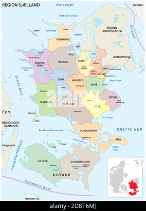 vector administrative map of the Capital Region of Denmark Stock Vector ...