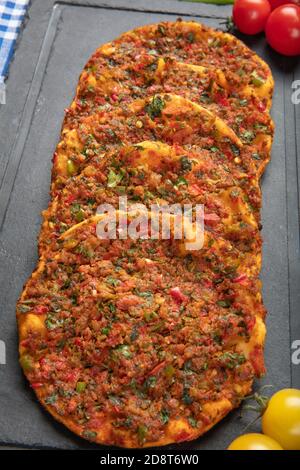 Turkish mini pizza Lahmacun,mini lahmacun. Turkish name; findik ...