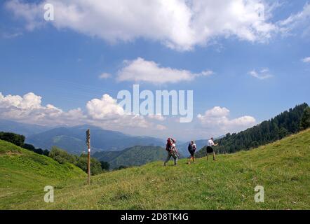Pontogna (Bs), Trompia Valley, Italy,some hikers Stock Photo - Alamy