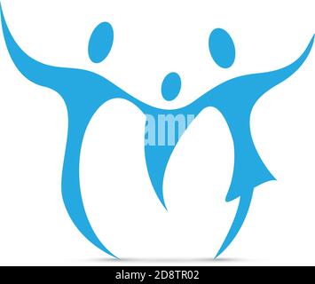 happy family sign icon. Blue and white abstract background flecked with ...