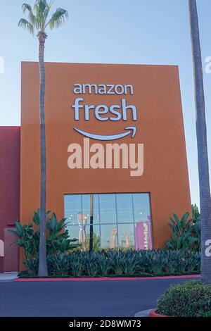 Amazon fresh sign at their new tech smart grocery store in Irvine ...