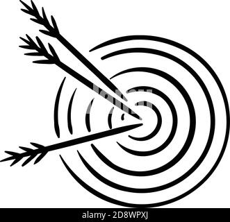 Symbol of hitted target and achieved goal with arrow in center Stock ...