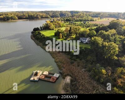 The aerial view of the neighborhood near Currioman Bay, Montross ...