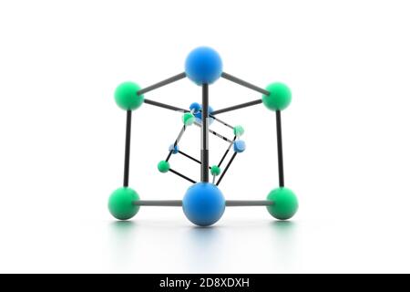 N symbol. Nitrogen chemical element with molecule and network on grey ...