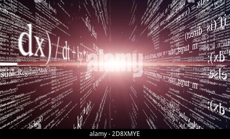 Blocks of program code flying in virtual space Stock Photo - Alamy