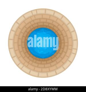 Water well of brick isolated on white background. Top down view on well ...