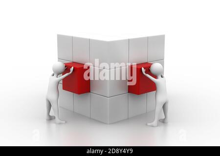 People arrange box.(Teamwork concept Stock Photo - Alamy