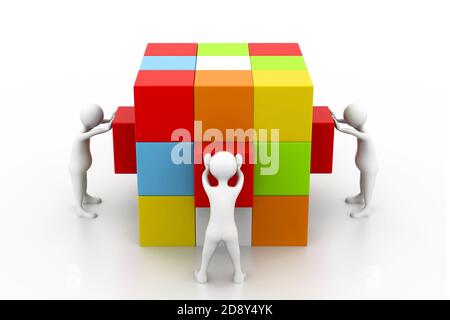 People arrange box.(Teamwork concept Stock Photo - Alamy