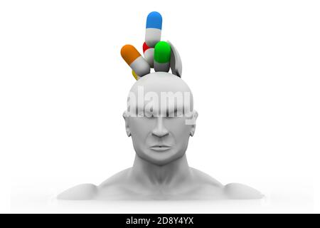 Capsule in open human head Stock Photo - Alamy