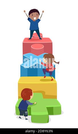 Illustration of Stickman Kids and 123 Math Frame on Paper Stock Photo ...