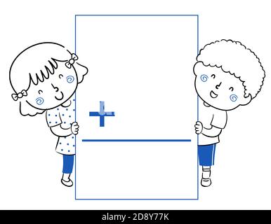 Illustration of a Kid Holding a Flashcard Stock Photo - Alamy