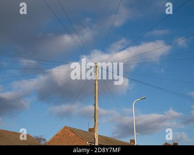British Telecom telegraph pole used for overhead telephone lines Stock ...