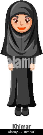 A woman wearing Khimar Islamic traditional veil cartoon character ...
