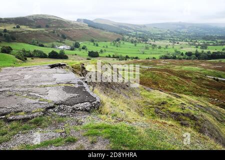 Broken Road, the old A625 on the lows slopes of Mam Tor, Castleton ...