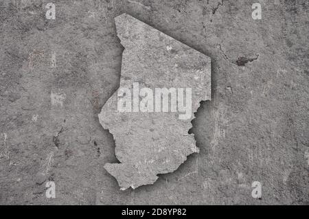 Map of Chad on weathered concrete Stock Photo - Alamy
