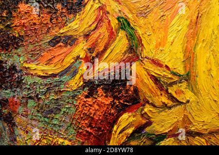 Sunflower, oil painting on canvas. Free copy Based on the painting by ...