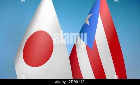 Japan and Puerto Rico table flags isolated on white 3D rendering Stock ...
