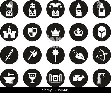 Medieval Time & Culture Icons Black & White Set Big Stock Vector Image ...