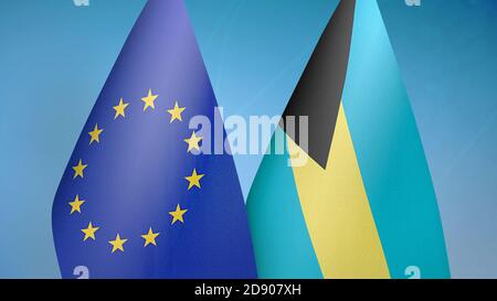European Union and Bahamas Flags - Two Flags Together - EU Stock Photo ...