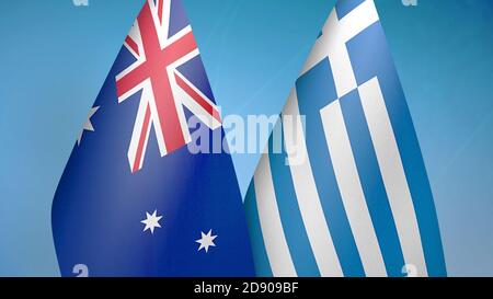 Flags of Australia and Greece. Two Flag Together Australian and Greek ...