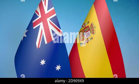 Flags of Australia and Spain. Two Flag Together Australian and Spanish ...