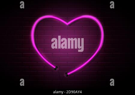 VALENTINE -Realistic Neon Sign on Brick Wall background - 3D rendered ...