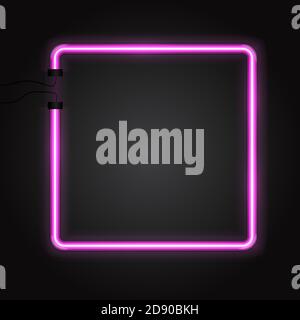 Glowing Neon Tubes Frame on Dark Transparent Background. Illustration ...