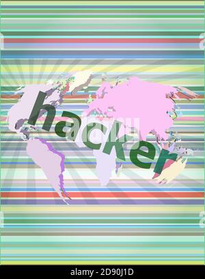 words Hacker on digital background. Privacy concept Stock Photo - Alamy