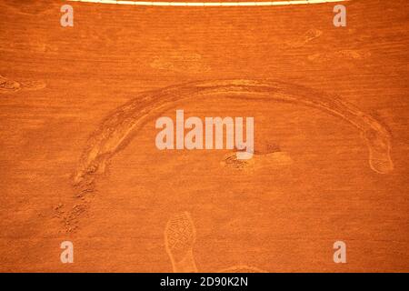 slide on the clay tennis court Stock Photo - Alamy