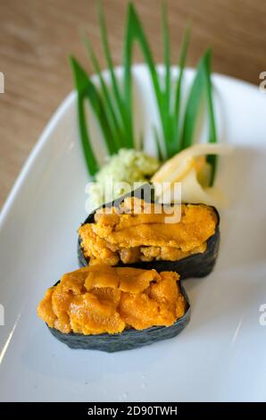 sea urchin eggs sushi Stock Photo - Alamy