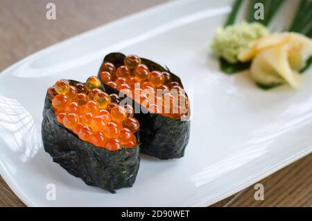 Salmon roe seaweed sushi Stock Photo - Alamy