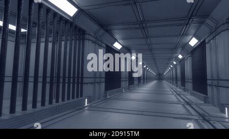 3d render futuristic interior jail Stock Photo - Alamy