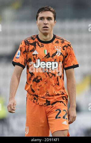 Federico Chiesa of Juventus in action during to the pre-season friendly ...