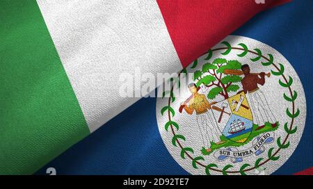 Belize and Italy two flags textile cloth, fabric texture Stock Photo ...