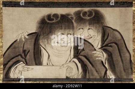 Kanzan and Jittoku by SesshûTôyô, Muromachi Stock Photo - Alamy