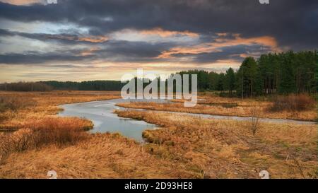 Autumn landscape with riverbank. Wonderful nature, beautiful natural ...