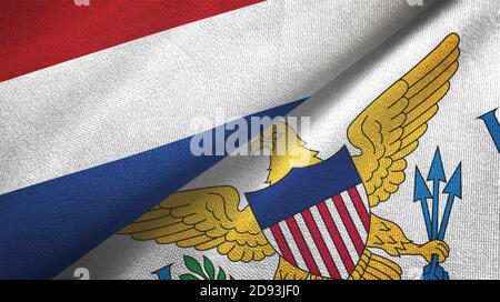 Netherlands and Virgin Islands United States two flags textile 3D ...