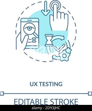Interface testing turquoise concept icon. UX, UI check idea thin line ...
