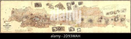 The 'Kaart van het eiland Java' is a historical map of the island of ...