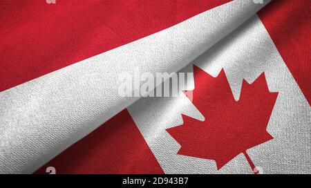 Canada and Indonesia two flags textile cloth, fabric texture Stock ...