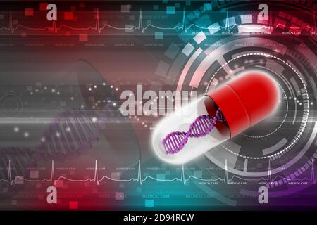 3d illustration of Dna inside the capsule Stock Photo - Alamy