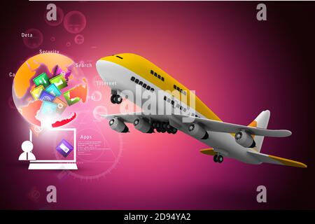 3d multi use air plane in color background Stock Photo - Alamy